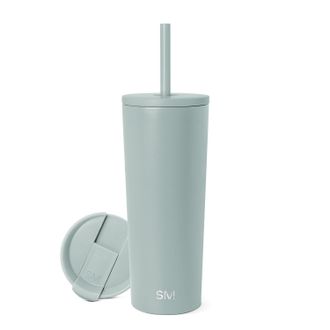 Simple Modern Thermobecher mit Strohhalm und Deckel | Trinkbecher mit Henkel Wiederverwendbare Edelstahl | Geschenke f&uuml;r Frauen und M&auml;nner | Classic | 710ml | Sea G