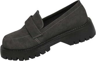 Generic Mocassins &agrave; enfiler &agrave; talon &eacute;pais pour femme - &Eacute;l&eacute;gants et classiques - Bout rond - Antid&eacute;rapants - Confortables - Chaussures de marche, travail, bure