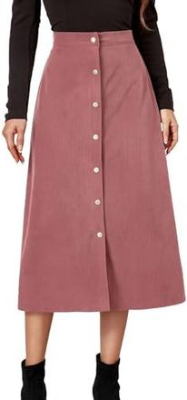 Generic Jupe-short longue pour femme - Jupe longue en velours c&ocirc;tel&eacute; - Jupe unie &eacute;lastique - Taille haute - Coupe d&eacute;contract&eacute;e - Style d&eacute;contract&eacute; - Tendance 