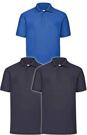 Fruit Of The Loom Lot de 3 polos pour homme, Bleu marine, XXL