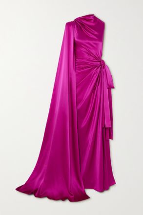 Roksanda Ilincic Rückenfreie Robe Aus Seidensatin Mit Raffungen Und Cape-effekt - Lila