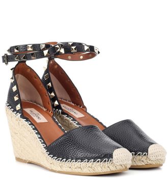 Valentino Garavani Espadrilles compensées Rockstud Double en cuir