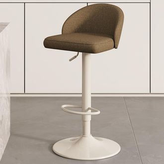 Generic H&ouml;henverstellbare Drehhocker mit Fu&szlig;st&uuml;tze - Moderne St&uuml;hle aus hellgrauem Leinenstoff f&uuml;r K&uuml;che und Esszimmer
