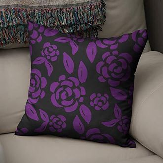 Bonamaison Le Jardin du Lin Kissen Zierkissenbezug Kissenbezug, Lila & Schwarz Dekoration, Für Zuhause Autos Büro Sofa Wohnzimmer Couch Schlafzimmer Dekor, 50x50