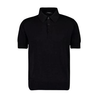 Balmain Polohemd aus Baumwoll-Seidenstrick mit regul&auml;rer Passform - - Tops - Herren - Schwarzk - S