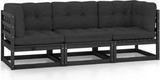 vidaXL 3-Sitzer-Gartensofa mit Kissen Kiefer Massivholz - Vidaxl