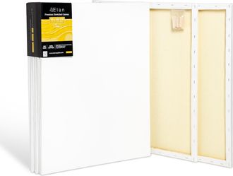 Elan Keilrahmen Leinwand 50x60 380g 6er Set, 380 G/M&sup2; 100% Baumwolle Leinwand zum Bemalen, Leinw&auml;nde f&uuml;r &Ouml;lfarben, Leinw&auml;nde zum Bemalen