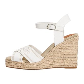 Tommy Hilfiger Femme, Chaussures, Blanc, Taille: 39 EU Sandales compensées espadrilles hautes