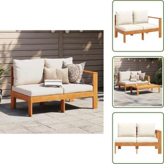 vidaXL Gartensofa mit 1 Armlehne 2-Sitzer Massivholz Akazie - Holzsessel - Gartenm&ouml;bel - Outdoor M&ouml;bel - Esszimmertisch - Balkonm&ouml;bel
