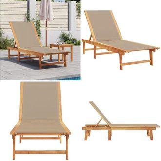 vidaXL Vidaxl - Sonnenliege Taupe Massivholz Akazie und Textilene - Sonnenliege - Gartenliege - Holzliege - Akzidenzholzm&ouml;bel - Outdoor M&ouml;bel - Home & Living