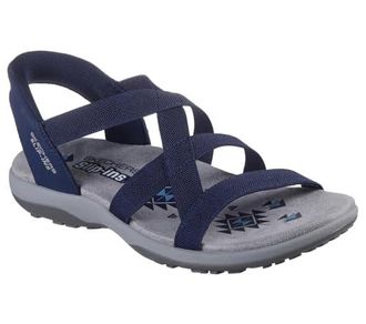 Skechers Womens Reggae Slim-Stretch Flex Hands Free Slip-ins Sandal, Navy, 9