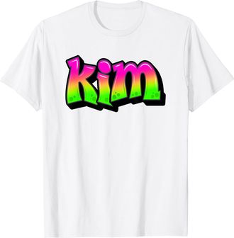 BDAZ Kim Graffiti Personalisierter Name Gr&uuml;n Rosa Frauen M&auml;dchen T-Shirt