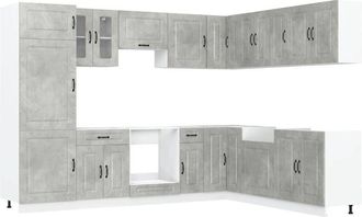 vidaXL 14-tlg. K&uuml;chenschrank-Set Kalmar Betongrau Holzwerkstoff Vidaxl