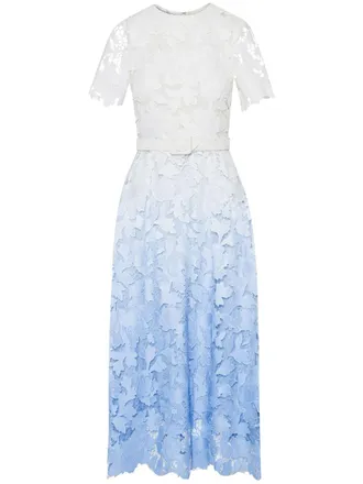 Oscar De La Renta blouse Ombr&eacute; Peony en guipure - Bleu