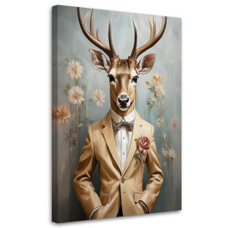 Feeby Bilder - Foto Geschenk - Eleganter Hirsch Abstrakt Boho - 60x90 1tlg - Leinwandbilder Wohnzimmer - Wandbild &uuml;ber dem Bett - Bild Schlafzimmer - Aesthe