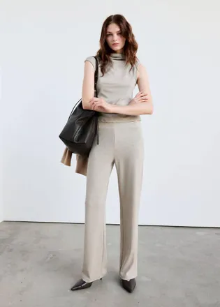 Mango T-shirt col montant fronc&eacute; sable - Femme - XS - MANGO