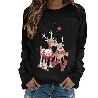 Generic Damen Fleece Pullover Winter Warme Weihnachtspullover Damen Weihnachten Print Langarmshirt Tops L&auml;ssige Lockere Bluse Tunika Bequeme Sportbekleidung H