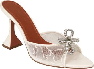 Amina Muaddi Femme, Chaussures, Blanc, Taille: 38 EU Rosie Lace Slipper 95