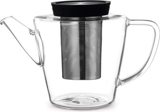 Viva Scandinavia 9102060 Teekanne Glas/Edelstahl/Silikon Transparent/Schwarz 24,5 x 13,5 cm