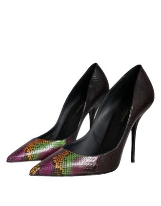 Dolce & Gabbana Womens Python Leather Pump Multicolor Cotton