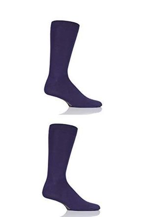 SockShop Homme et Femme Plaine et ray&eacute;s Colour Burst Chaussettes en bambou &agrave; coutures lisses Paquet de 2 Purple Rain 48-50