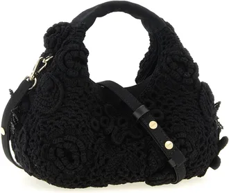 Ganni Crochet Hobo Bag - Black