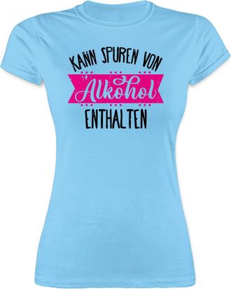 Shirtracer Shirt Damen - Party & - Kann Spuren von Alkohol enthalten - Vintage - XXL - Hellblau - Trinker Shirts Partyshirt Sauf t-Shirts Mallorca Tshirt lustige