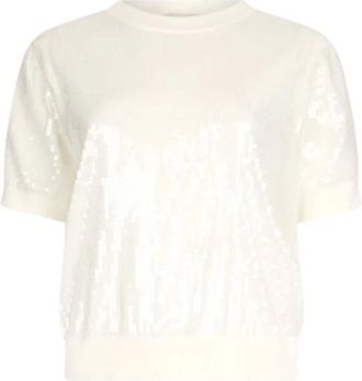 Liu Jo Femme, Tops, Blanc, Taille: 40 FR Top &agrave; sequins