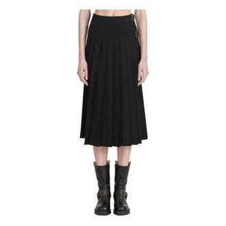 Burberry Kilt midi en laine - Femme - Jupes - Noir - Taille: 32 FR