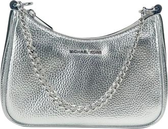Michael Kors Sac bandouli&egrave;re en cuir m&eacute;tallis&eacute; avec d&eacute;tail cha&icirc;ne - Femme - Sacs - Gris - Taille: ONE Size