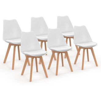 IDMarket Idmarket - Lot de 6 chaises scandinaves sara - Blanc - Pour salle à manger
