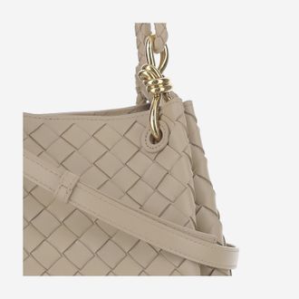 Bottega Veneta Womens Small Parachute Lambskin Shoulder Bag Beige Leather