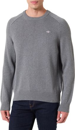 GANT Herren Casual Cotton C-Neck Pullover, Dark Grey Melange, XL