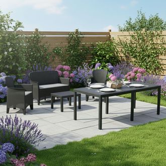 Dmora Set Salotto Da Esterno Domaso, Salottino Outdoor Salottino 4 Posti, Tavolo 10 Posti Posti, Un Tavolino Made In Italy, Impermeabile Idrorepellente