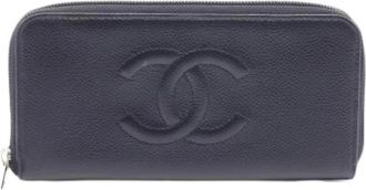 Chanel Portefeuille long vintage doccasion (bi-pli) - Femme - Pre-owned - Noir - Taille: ONE Size
