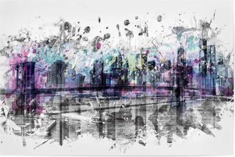 artboxONE Poster 30x20 cm Städte Modern Art New York City Skyline - Bild New York Brooklyn Bridge Brücke