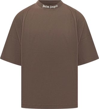 Palm Angels Homme, Tops, Brun, Taille: XS Classic Logo Over Tee