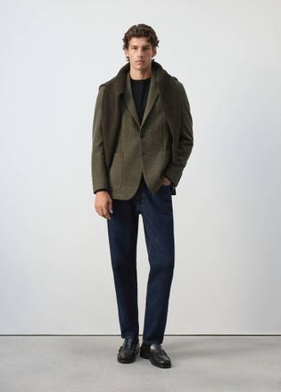 Mango Veste laine m&eacute;lang&eacute;e regular-fit kaki - Homme - 46 - MANGO MAN