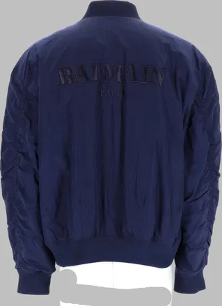 Balmain Logo-Embroidered Recycled Polyamide Bomber Jacket - Blue
