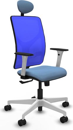 Piqueras y Crespo Computerstuhl mit wei&szlig;en und schwarzen Armlehnen, h&ouml;henverstellbarer Lendenwirbelst&uuml;tze und festem Kopfteil, ausgestattet mit 3 Positionen, Blau/Himme