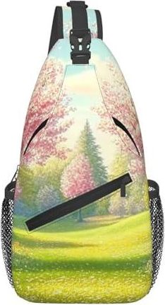 Generic Sac &agrave; dos &agrave; bandouli&egrave;re pour homme Motif fleurs roses de cerisier