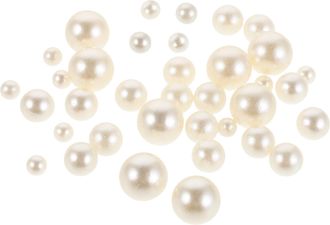 NUOBESTY 500 St&uuml;ck Elfenbeinfarbene Kunstperlen ohne Loch Runde Vasenf&uuml;llperlen 6/10/14mm f&uuml;r Schwimmkerzen Tischdeko Hochzeits und Geburtstagsfeiern