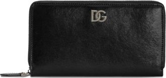 Dolce & Gabbana Femme, Accessoires, Noir, Taille: ONE Size Portefeuille zipp&eacute; en cuir de veau