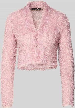 Swing Cropped Jacke aus Effektgarn mit V-Ausschnitt