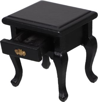 Valiclud Maßstab mit Schublade Holz Puppenhaus Möbel für Schlafzimmer Wohnzimmer Vielseitiger Kleiner Beistelltisch Französische Landhausoptik Schwarz