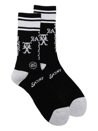 Saint Mxxxxxx chaussettes ray&eacute;es &agrave; logo brod&eacute; - Noir