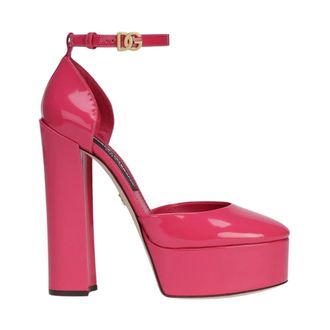 Dolce & Gabbana Rosa Capri Plateau Kn&ouml;chelriemen Abs&auml;tze - - Shoes - Damen - Rosa - 39 EU