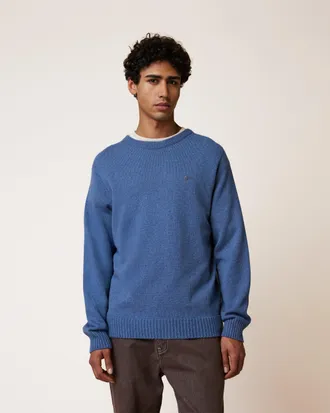 Faguo Pull col rond en laine marine clair
