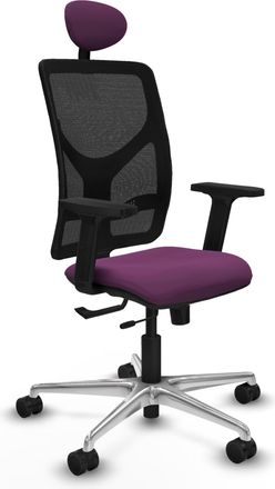 Piqueras y Crespo B&uuml;rostuhl mit 2D-Armlehnen, h&ouml;henverstellbarer Lendenwirbelst&uuml;tze und festem Kopfteil, ausgestattet mit Syncro/Traslack und Schneideschaum, Schwarz/Vi