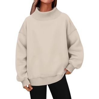 Generic Sweat-shirt pour femme - Couleur unie - Haut surdimensionn&eacute; - Col rond - Manches longues - Automne - Hiver - D&eacute;contract&eacute; - Confortable - Tendance - Co